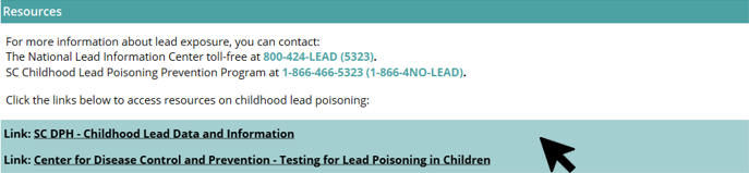 Navigating the Childhood Lead Dashboard | South Carolina Department of ...